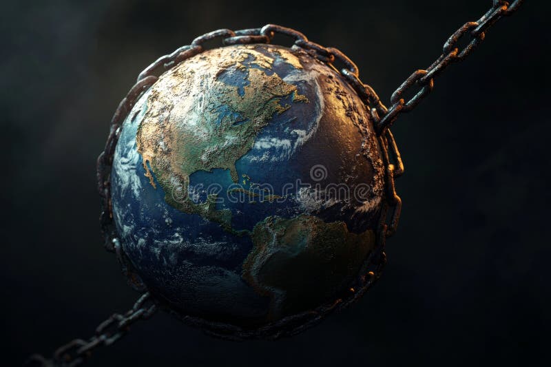 Earth Surrounded by Chains Symbolizing Restraint and Control Stock ...