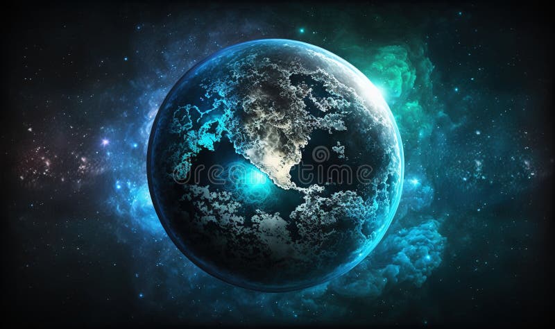 The Earth is Surrounded by Clouds and Stars in the Sky Stock ...