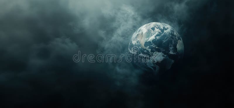 Earth Surrounded by Dark Clouds in a Mysterious Atmosphere Stock Image ...