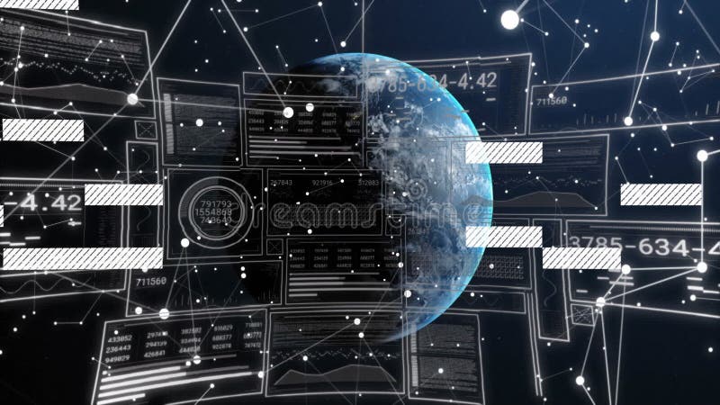 Earth Surrounded by Digital Data and Network Connections in Futuristic ...