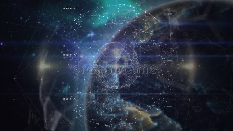 Earth Surrounded by Digital Network and Data Points in Space-themed ...