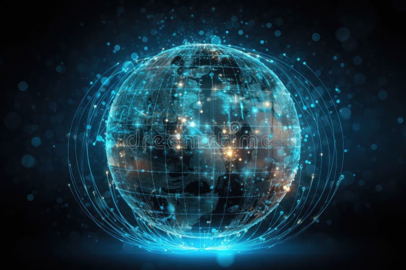 Earth Surrounded by Lines and Dots, a Representation of Global ...