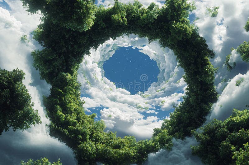 Earth Surrounded by Lush Greenery and Clouds in a Vibrant ...