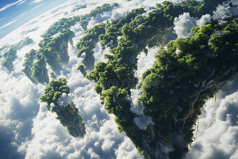 Earth Surrounded by Lush Greenery and Clouds in a Vibrant ...