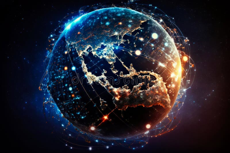 The Earth is Surrounded by Many Connected Lines Generative AI Stock ...