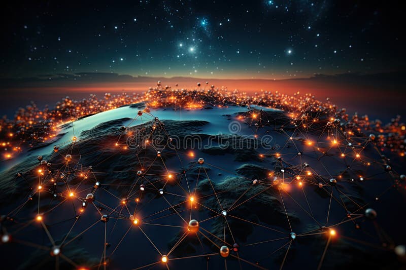 The Earth is Surrounded by Many Connected Lines Stock Image - Image of ...