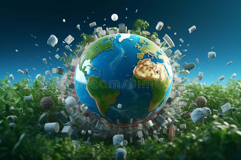 Earth Surrounded by Medical Symbols Highlighting Stock Illustration ...
