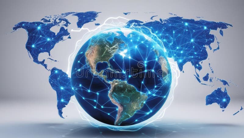 Earth Surrounded by Network Lines Symbolizing Modern Connectivity and ...