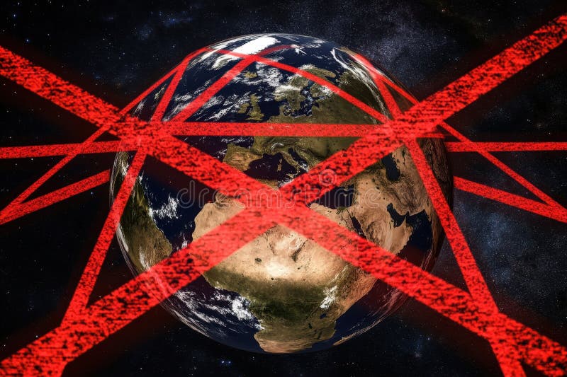 Earth Surrounded by Red Warning Stripes in Space - Climate Crisis ...
