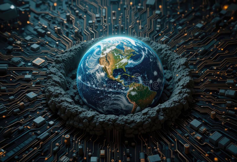 Earth Surrounded by Technology Concept for Global Network Connectivity ...