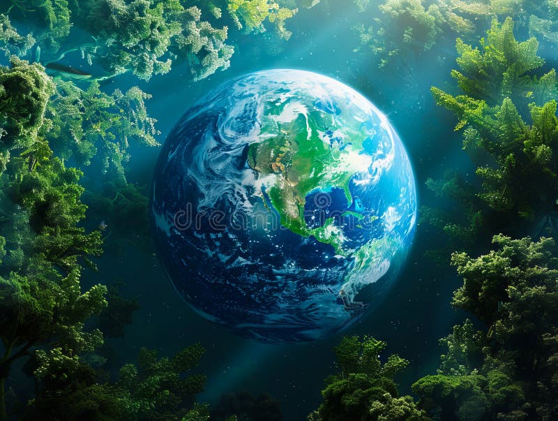 The Earth is Surrounded by Trees and Greenery Stock Photo - Image of ...