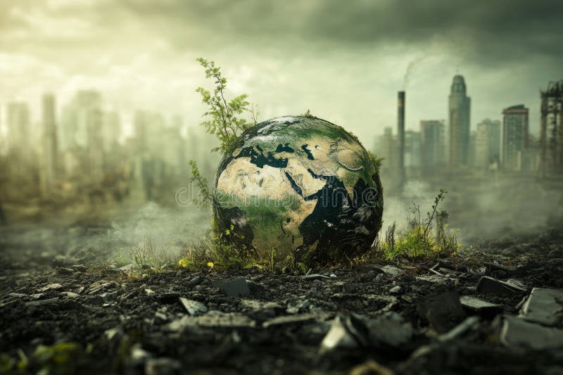 Earth Surrounded by Urban Decay and Environmental Distress Stock ...