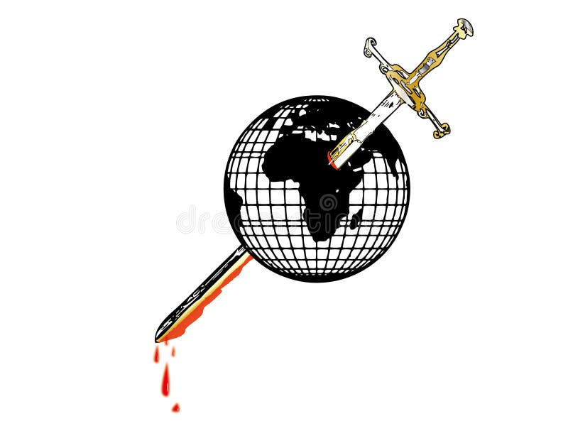 Earth and sword stock vector. Illustration of bright, sword - 6829808