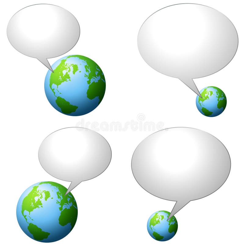 Earth with Talk Bubbles stock illustration. Illustration of green - 5535199