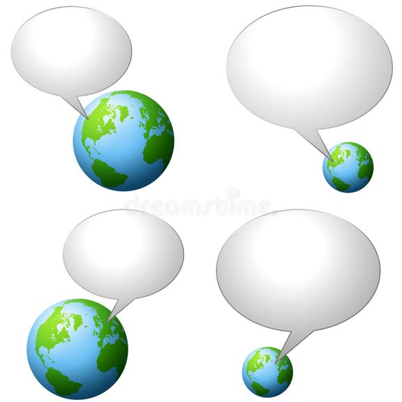 Earth with Talk Bubbles stock illustration. Illustration of green - 5535199