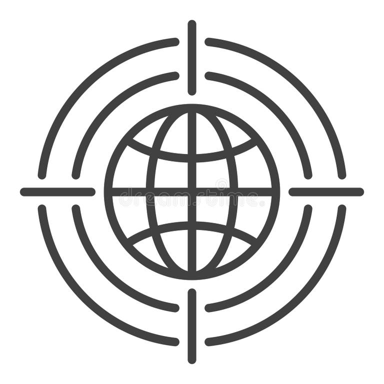 Earth in Target Vector Multipolarity Icon in Thin Line Style Stock ...