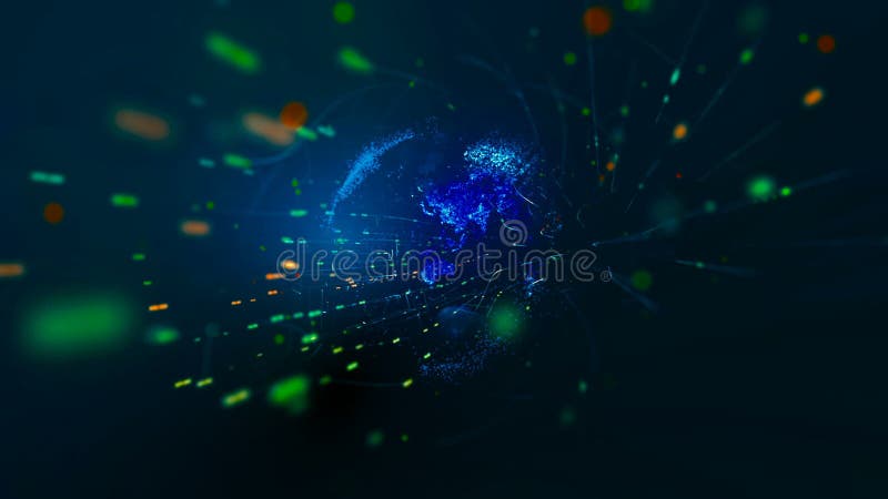 Earth Technology Background. Animation of Globe Rotating with ...