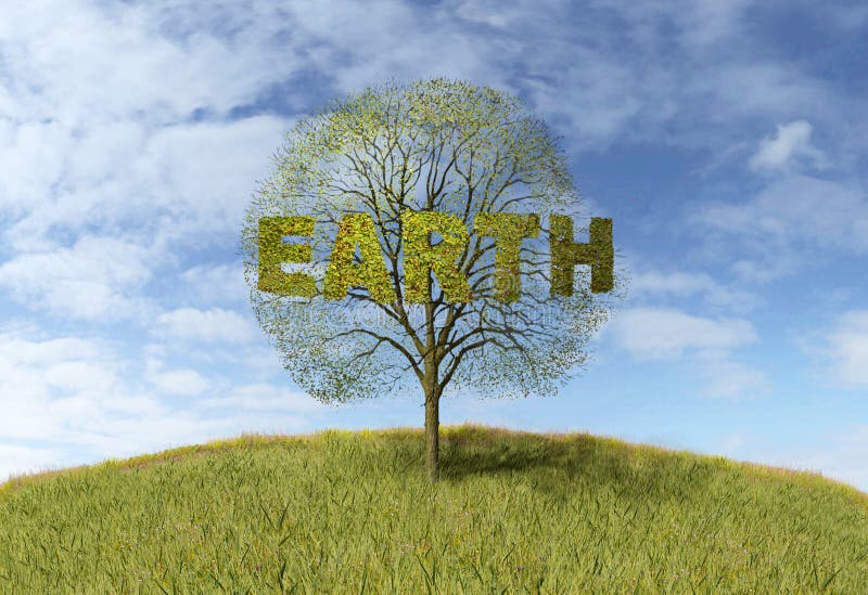 Earth text on tree stock illustration. Illustration of green - 46289768