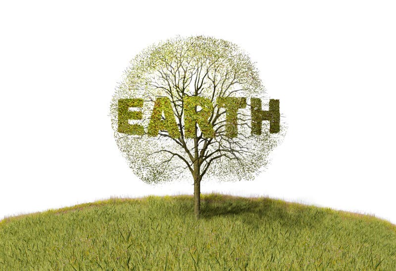 Earth text on tree stock illustration. Illustration of element - 46289770