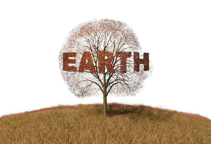Earth text on tree stock illustration. Illustration of ecological ...