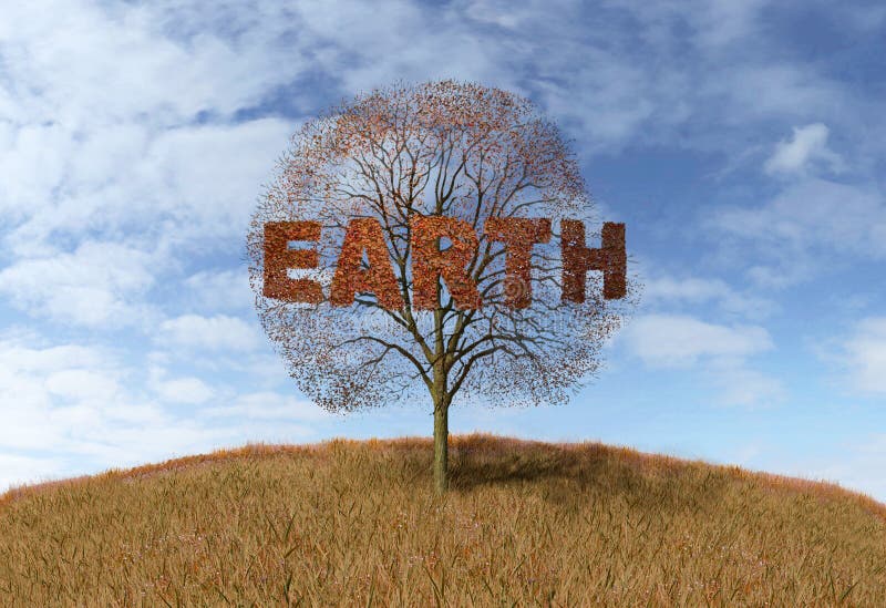 Earth text on tree stock illustration. Illustration of abstract - 46289791