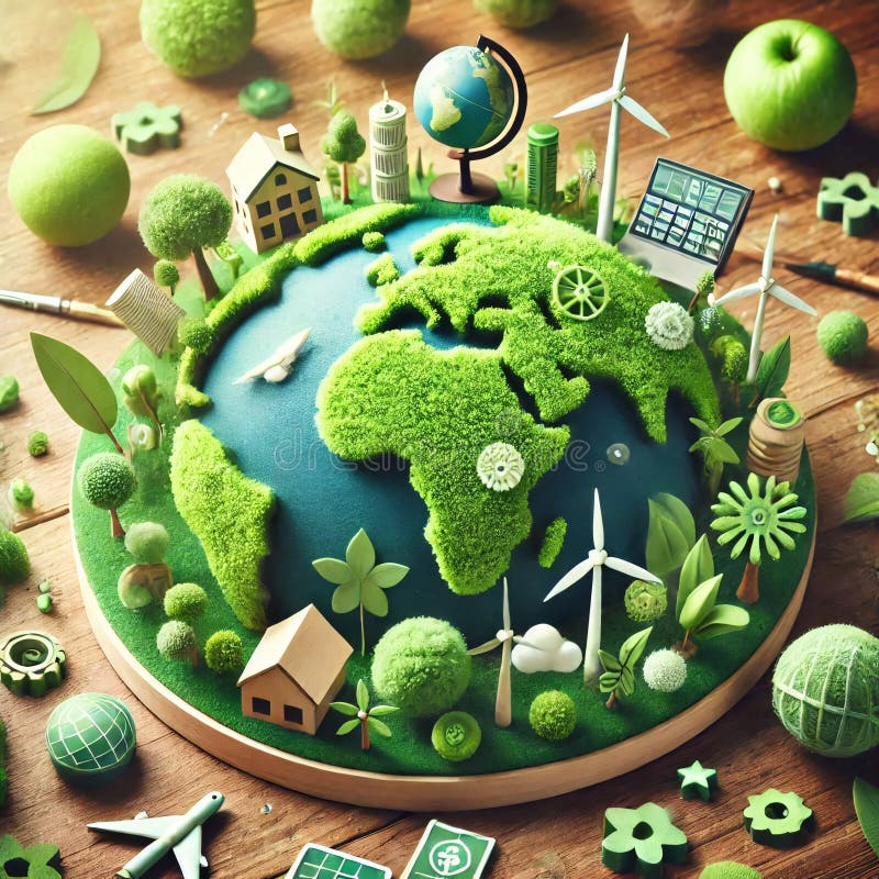 Earth-themed Cake with Green Trees Generative for AI Stock Illustration ...