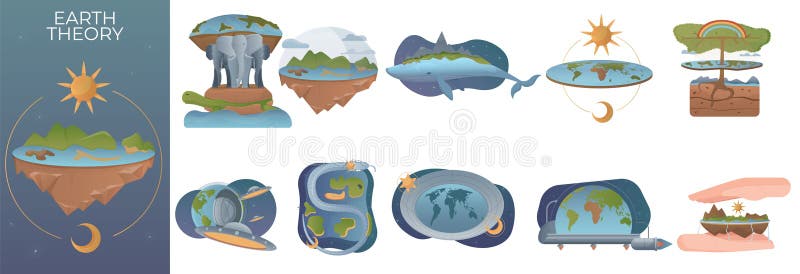 Earth Theory Flat Compositions Stock Vector - Illustration of global ...