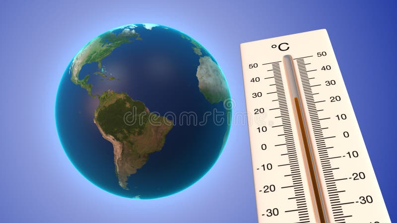 Earth and Thermometer Global Warming Concept Stock Illustration ...