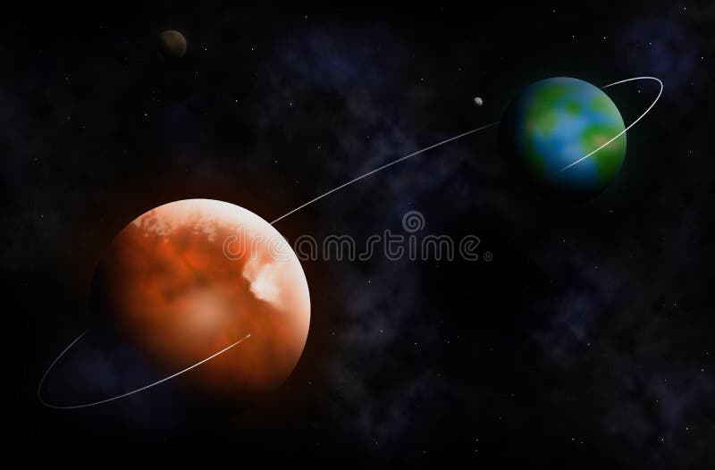 From Earth To Mars with Space and the Stars Stock Image - Image of ...