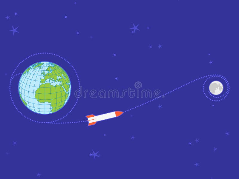 Earth-to-Moon Flight Trajectory Stock Vector - Illustration of ...
