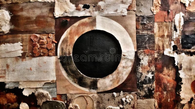 Earth Tones Collage Mixed Media, Central Void Stock Illustration ...