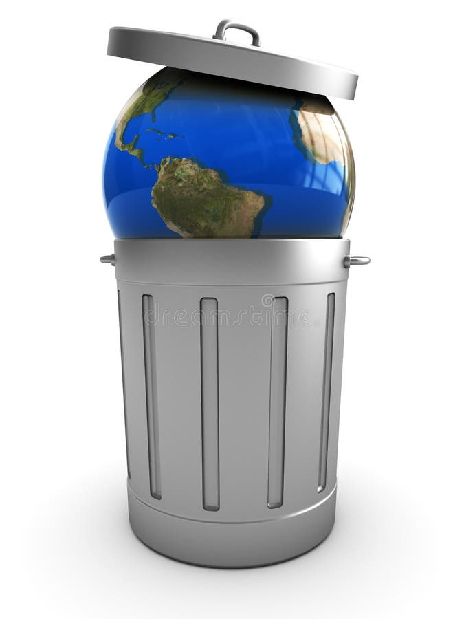 Earth in trash can stock illustration. Illustration of cleanup - 13531720