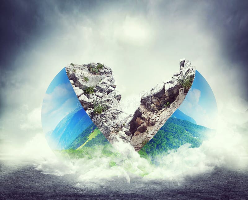 The earth in two parts stock photo. Image of rock, lawn - 60934292