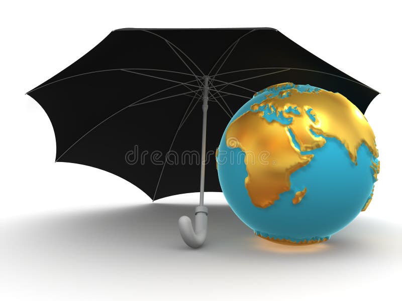 Earth with umbrella stock illustration. Illustration of insurance ...
