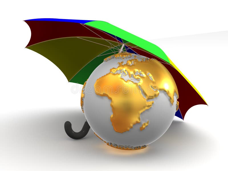 Earth with umbrella stock illustration. Illustration of home - 11078604