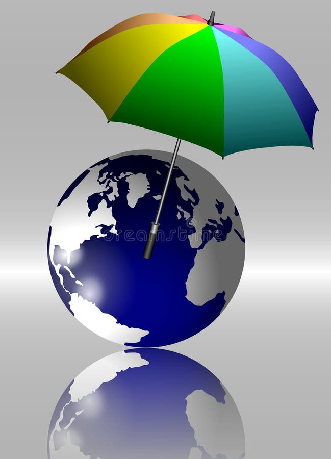 Earth and umbrella stock illustration. Illustration of weather - 21754046