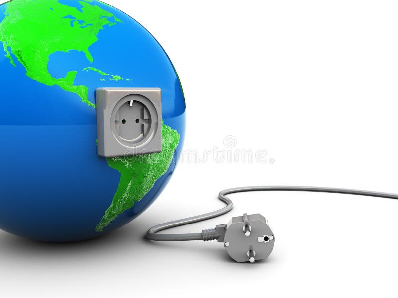 Man Plugging into the Earth Stock Illustration - Illustration of ...
