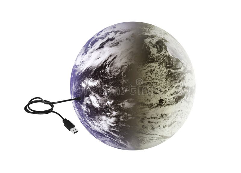Earth with usb connection stock photo. Image of space - 29145986