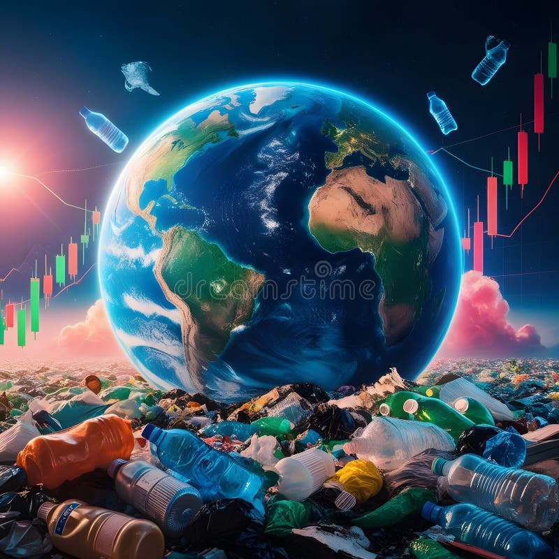 Earth with Various Types of Plastic Waste, Environmental Pollution ...