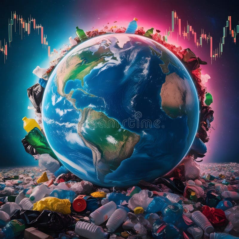 Earth with Various Types of Plastic Waste, Environmental Pollution ...