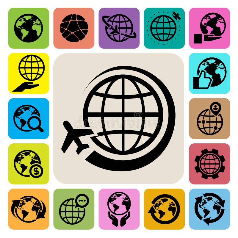 Earth vector icons set stock vector. Illustration of geography - 137818429