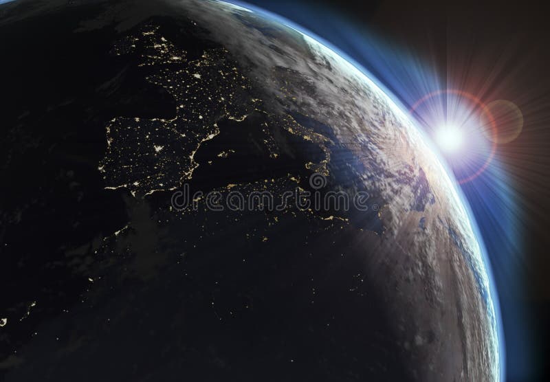 Earth With Day And Night View Stock Illustration - Illustration of ...