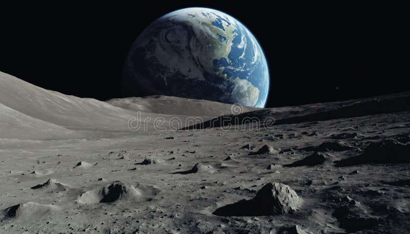 Earth view from the Moon. stock illustration. Illustration of orbit ...