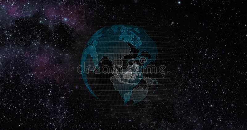Earth View from Outer Space. Big Data 3d Earth. Binary Code Surrounding ...