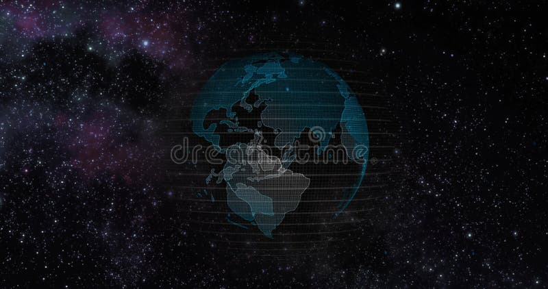 Earth View from Outer Space. Big Data 3d Earth. Binary Code Surrounding ...