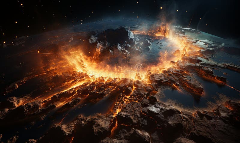 Earth View from Space with Fire and Smoke Stock Photo - Image of blaze ...