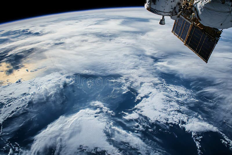 Earth View from Space with Satellite and Atmospheric Clouds Stock Image ...