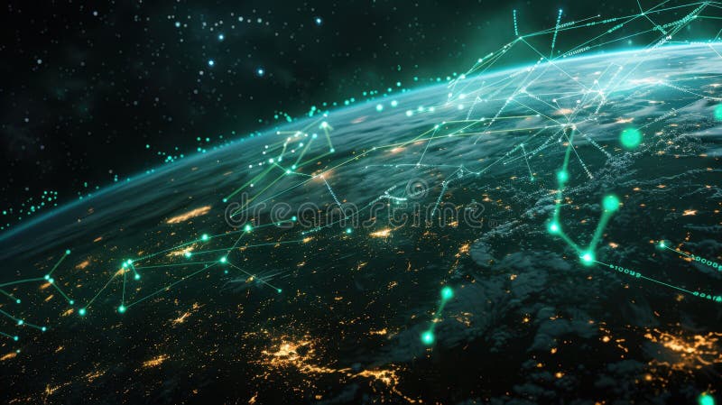 The Networked Earth from Space.AI Generated Image Stock Photo - Image ...