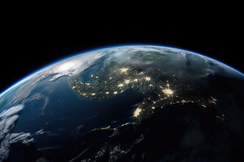 Earth, Viewed from Space, with Its Blue Oceans and Green Forests ...