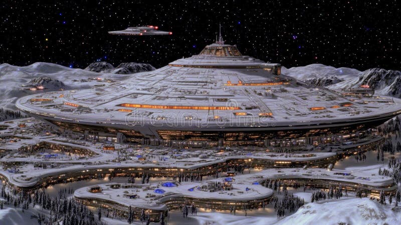 The Earth is Visible in the Background of a Futuristic Lunar Colony ...